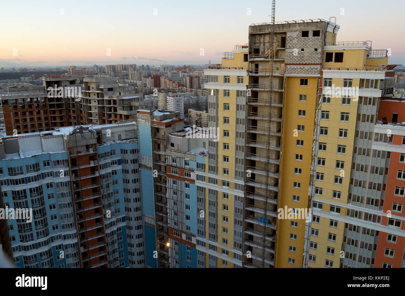 New high-rise buildings are being built in the city at a rapid pace ...