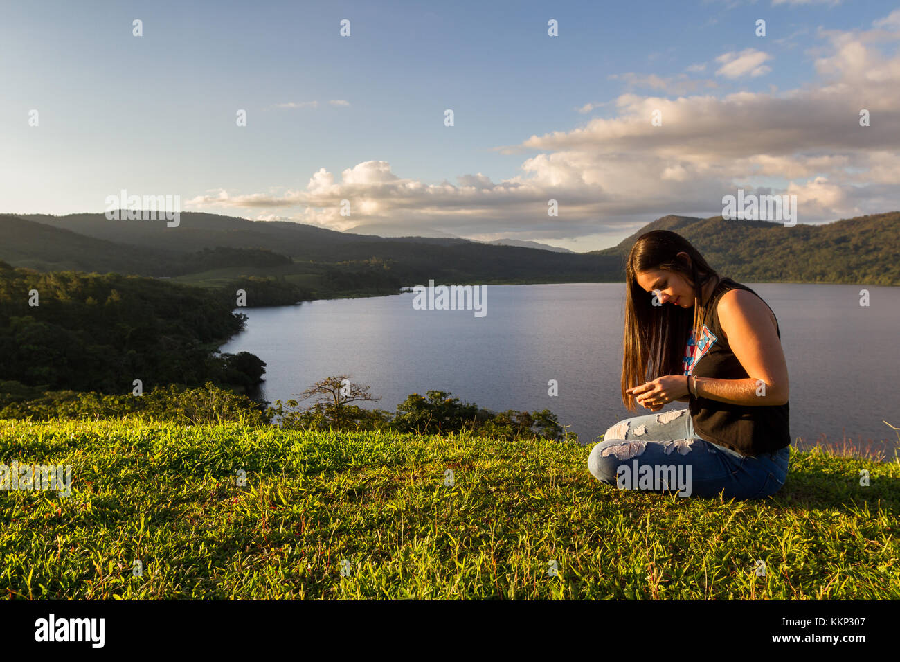 Cote Lake, Costa Rica - November 17: young woman posing in front of the ...