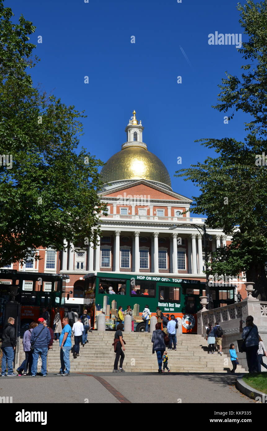 Massachusetts State House and Boston Common on The Freedom Trail Stock ...