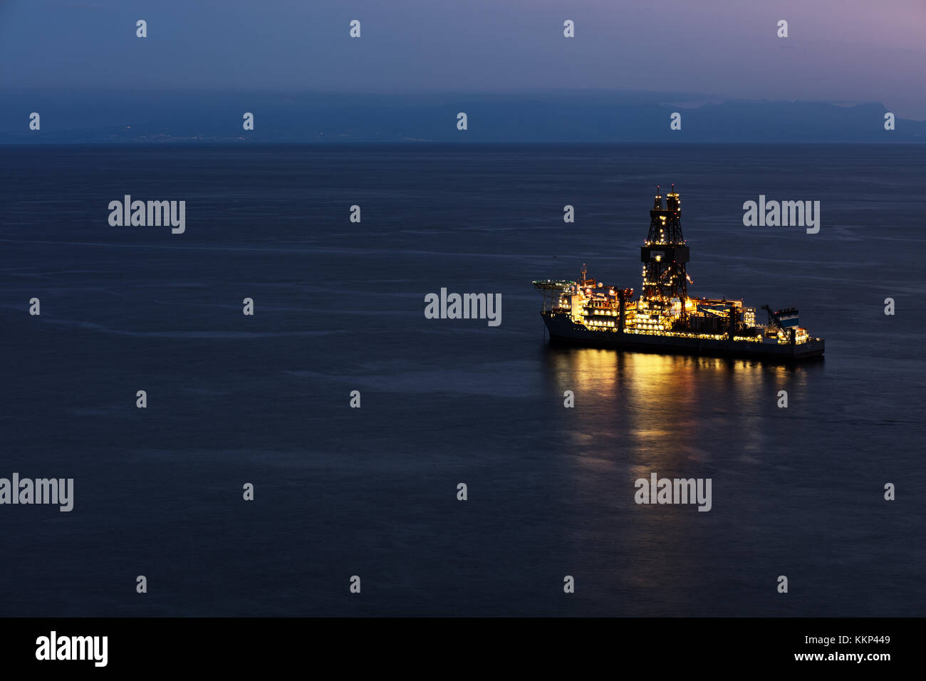 Offshore oil drilling rig on the south cost of Tenerife island on the ...