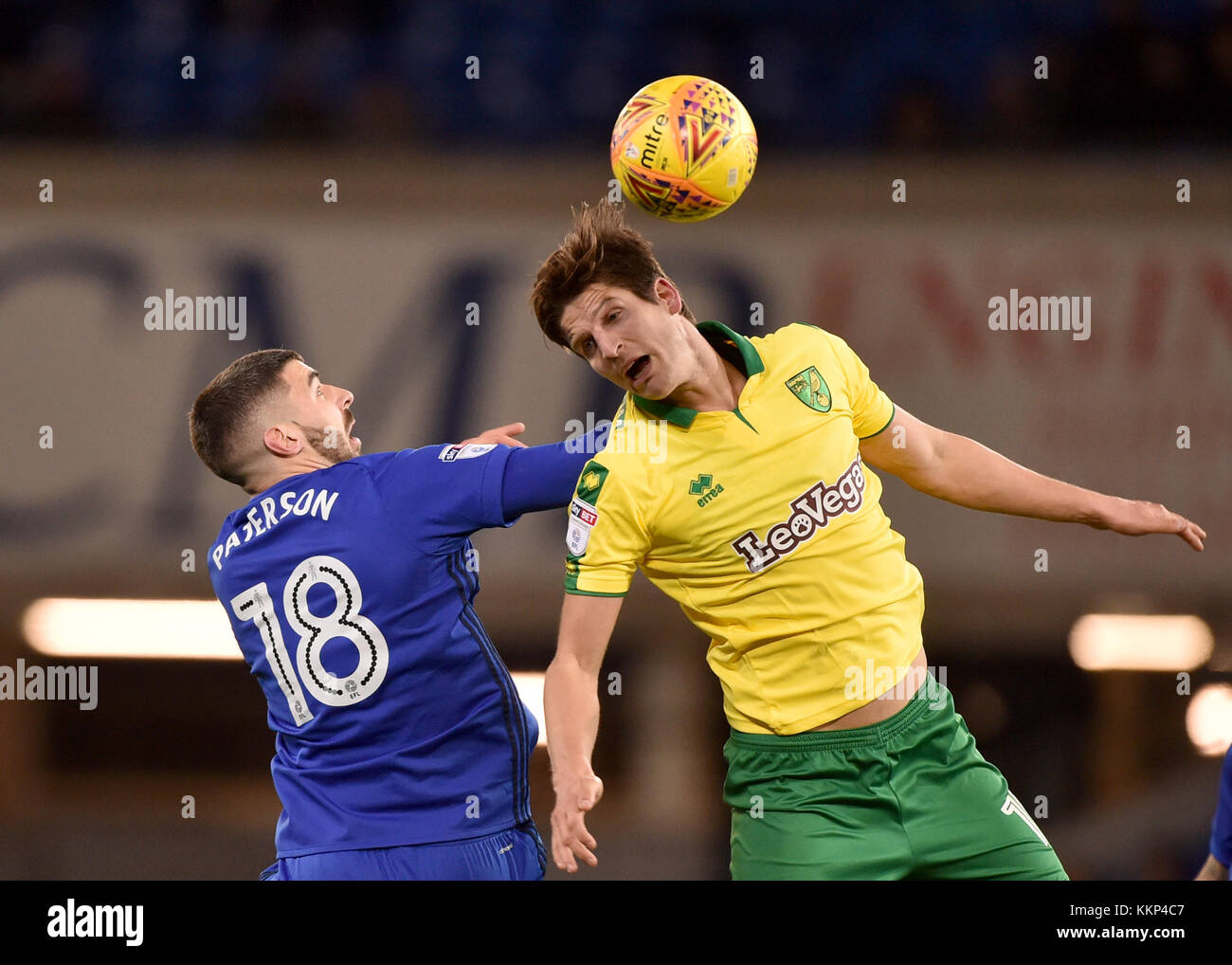 Cardiff City's Callum Paterson (left) and Norwich City's Timm Klose ...