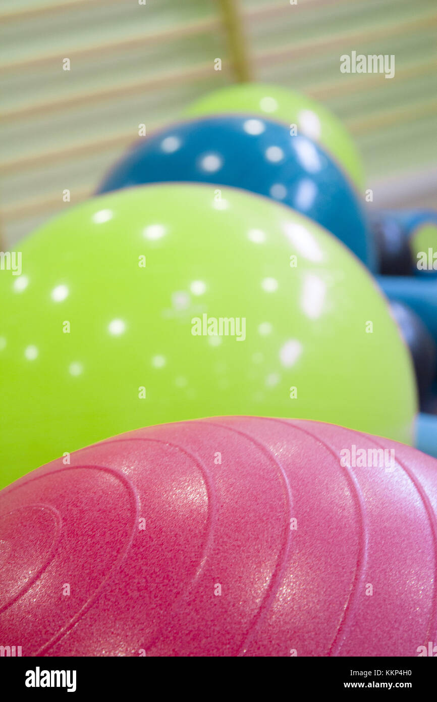Colored balls for gymnastics and pilates classes Stock Photo - Alamy