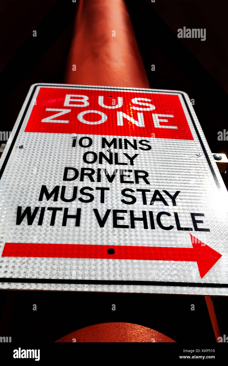 in australia an old sygnal of bus zone and instruction concept of ...