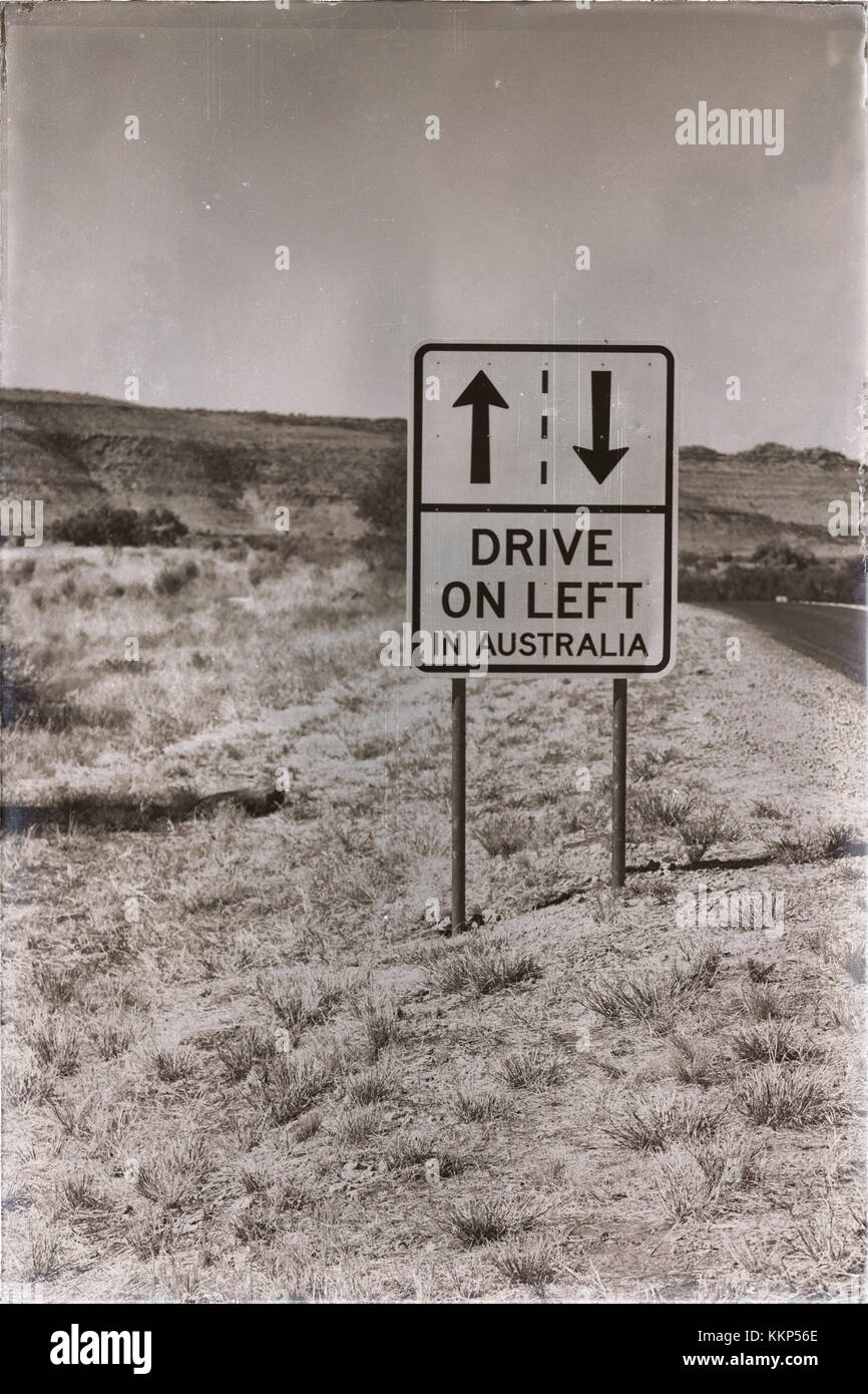 in australia the sign of drive on left like concept of safety Stock ...