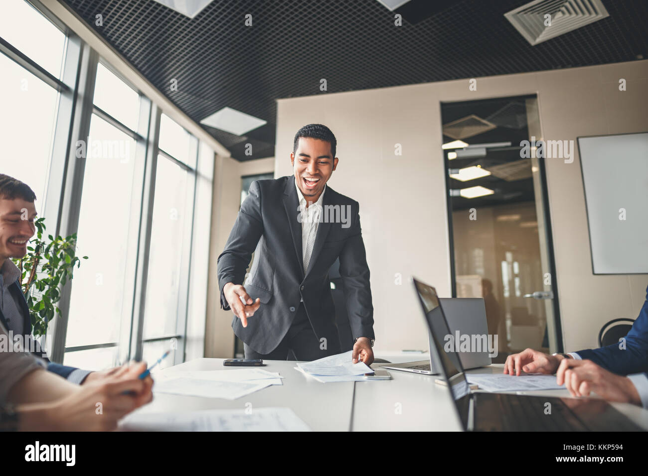 Handsome african american executive business man at the workspace ...