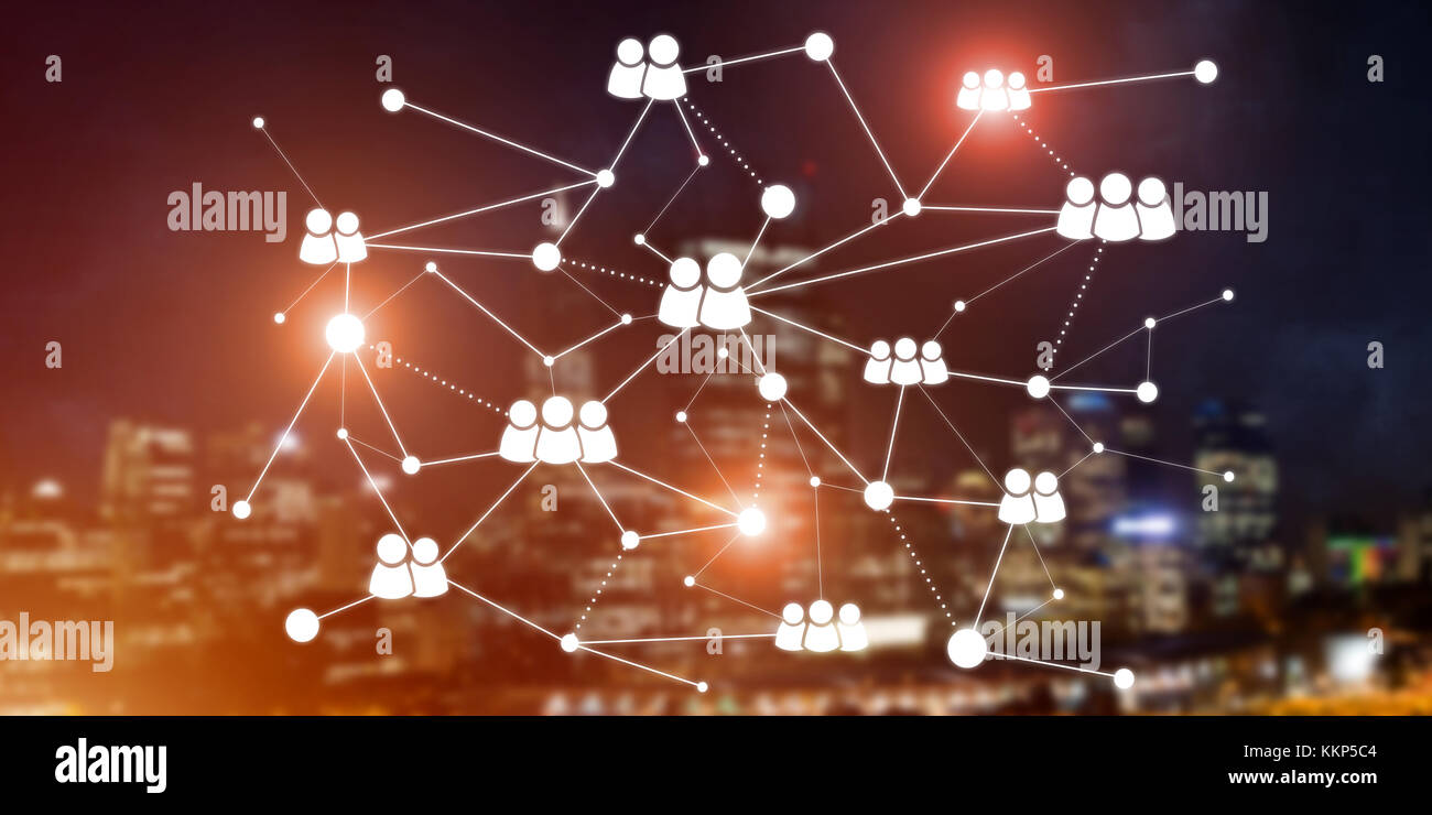 Background conceptual image with social connection lines on dark ...