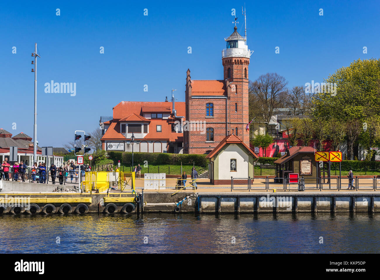Lighthouse in Ustka town over Baltic Sea, Pomeranian Voivodeship of ...