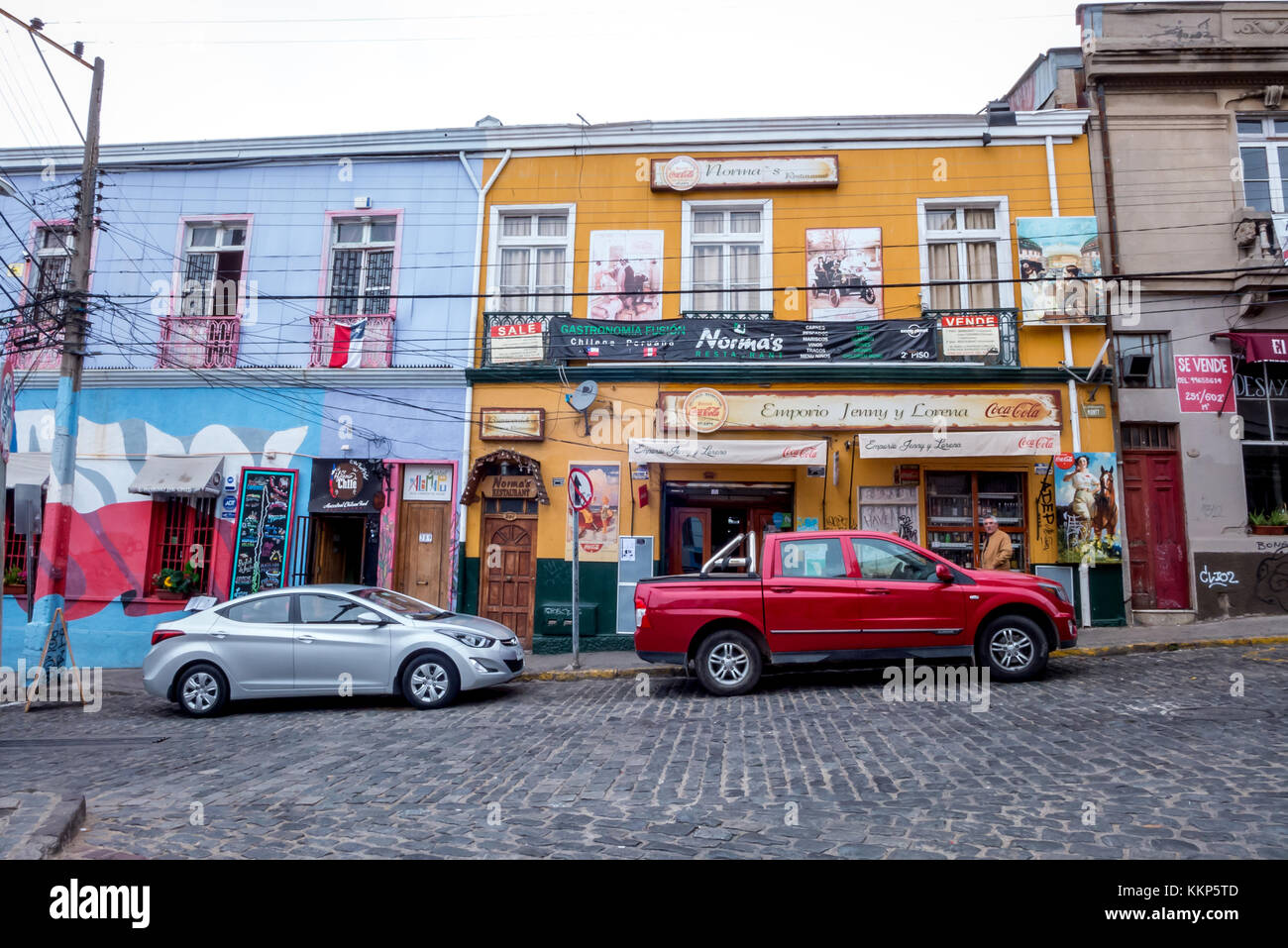 Street scene in Valparaiso, Chile Stock Photo - Alamy