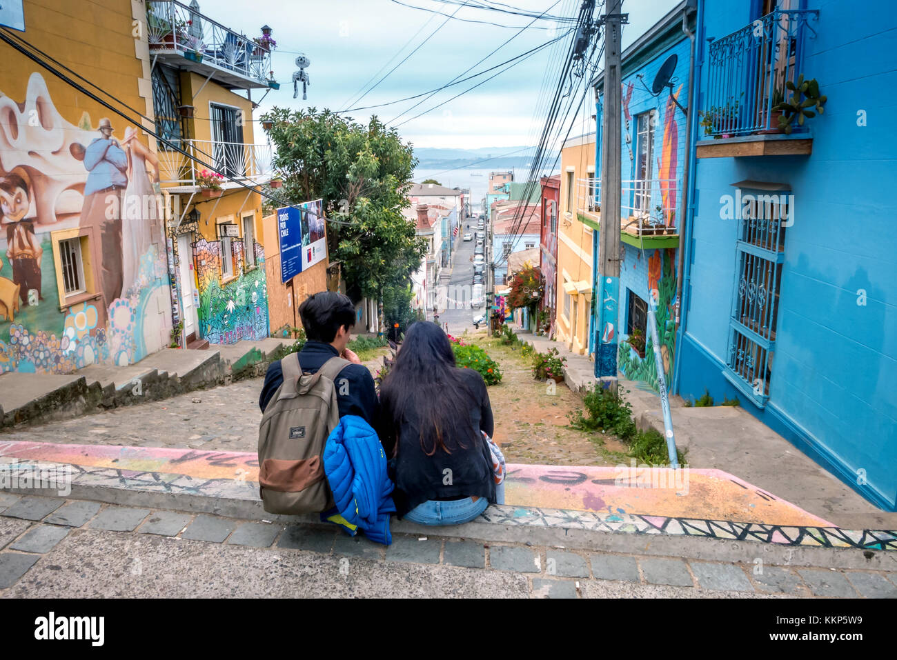 Street scene in Valparaiso, Chile Stock Photo - Alamy