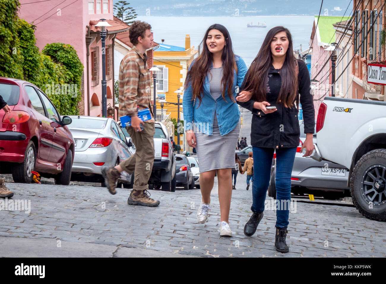 Street scene in Valparaiso, Chile Stock Photo - Alamy