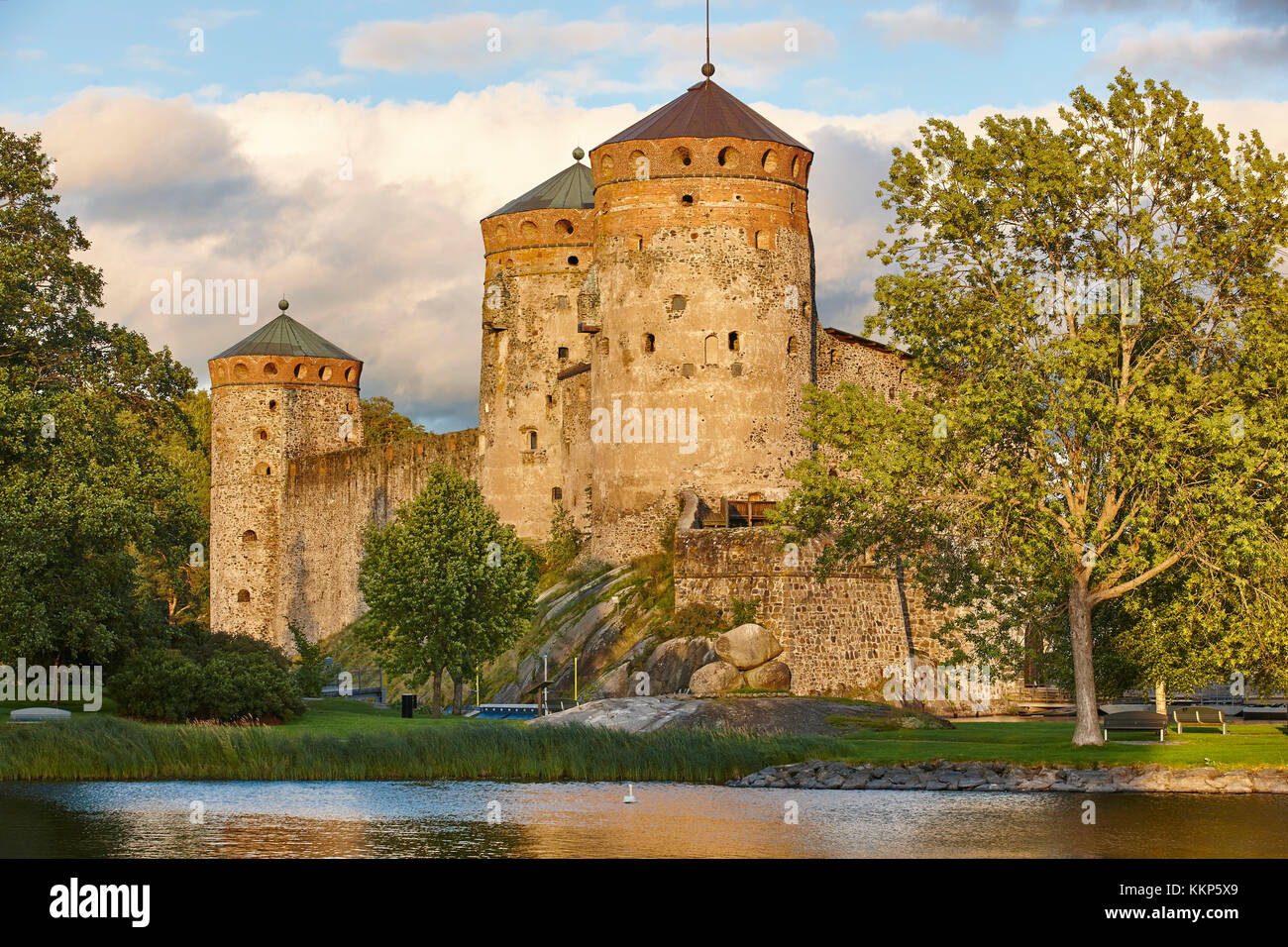 Savonlinna castle fortress tower. Finland landmark. Finnish heritage ...