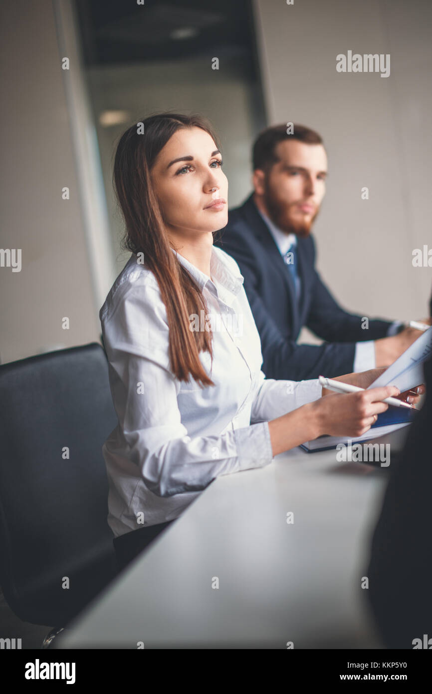 Group Young Coworkers Making Great Business Decisions Stock Photo - Alamy