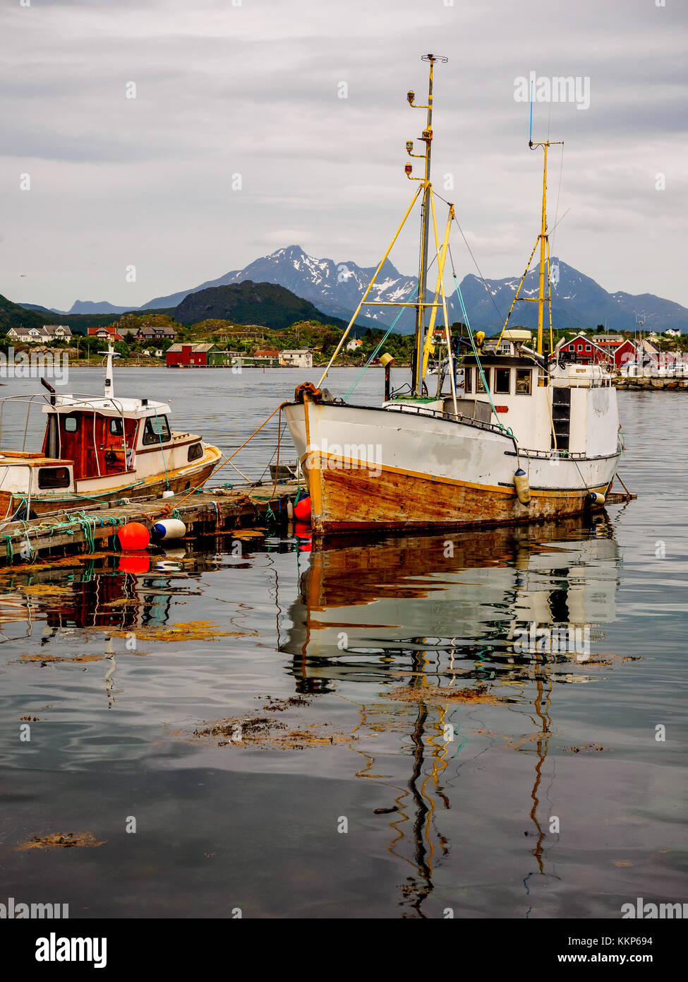 Fishing boats moored in Ballstad, Norway Stock Photo - Alamy