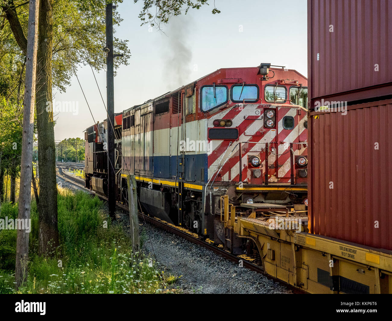 a mile-long train leaving the yard in Homewood, Illinoid Stock Photo ...