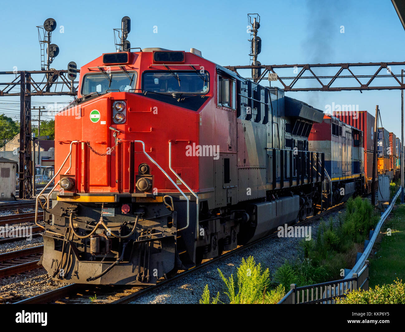 a mile-long train leaving the yard in Homewood, Illinoid Stock Photo ...