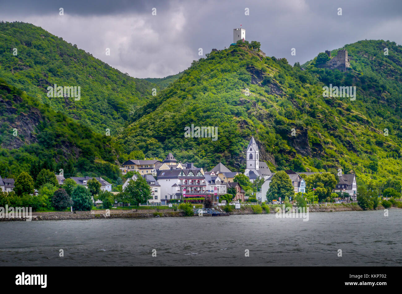 Pretty riverside town and castles on the Rhine Stock Photo - Alamy