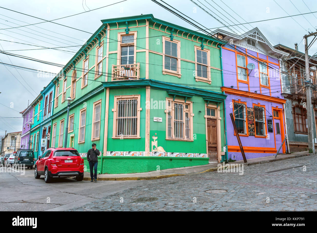 Street scene in Valparaiso, Chile Stock Photo - Alamy