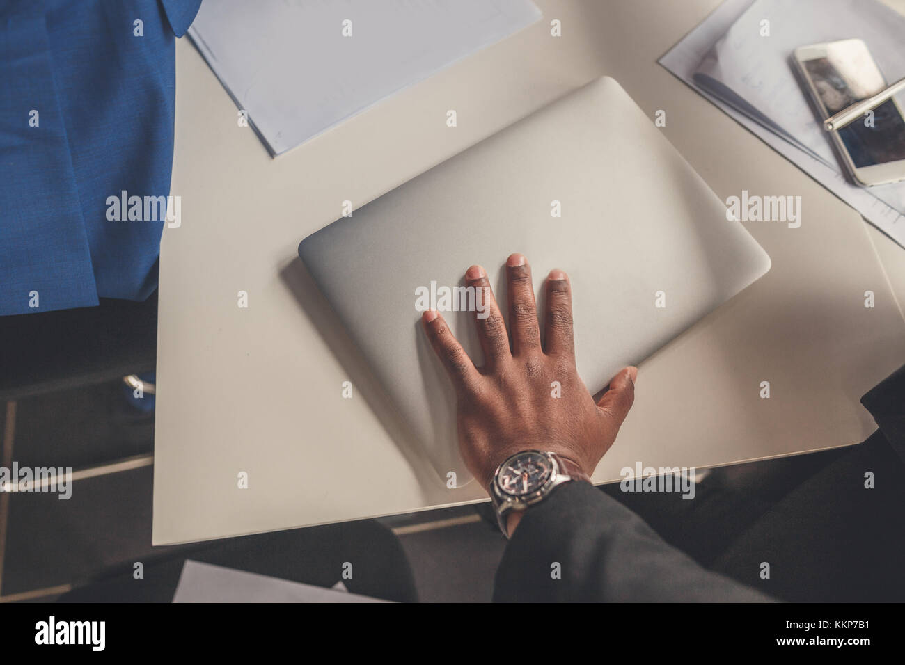 Close up business man hands on table, classic business Stock Photo - Alamy