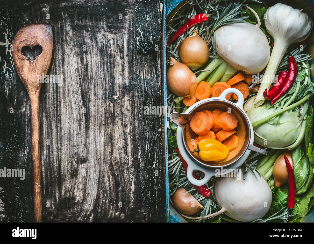 Healthy clean food background with various organic fresh vegetables in ...
