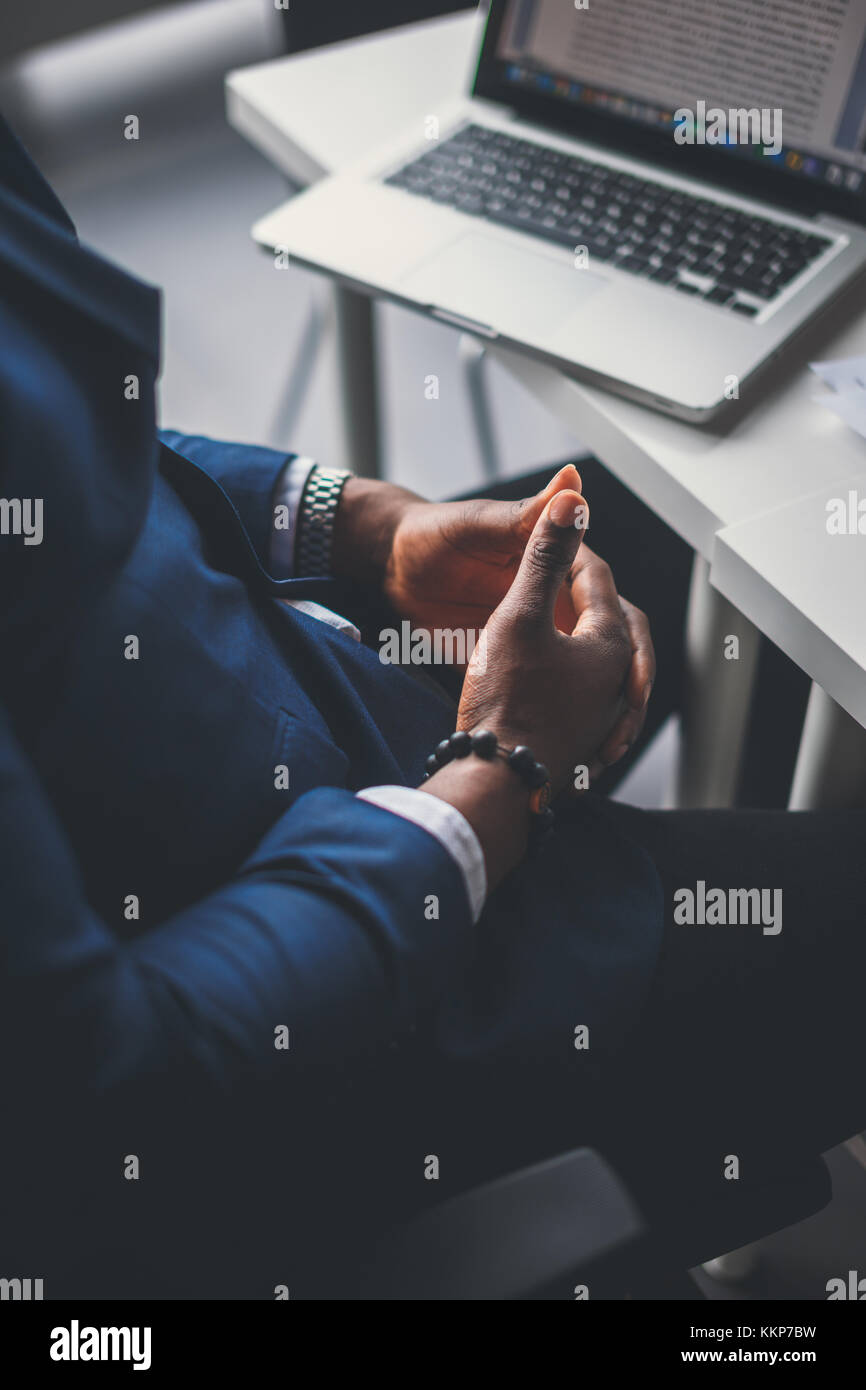 Close up business man hands on table, classic business Stock Photo - Alamy
