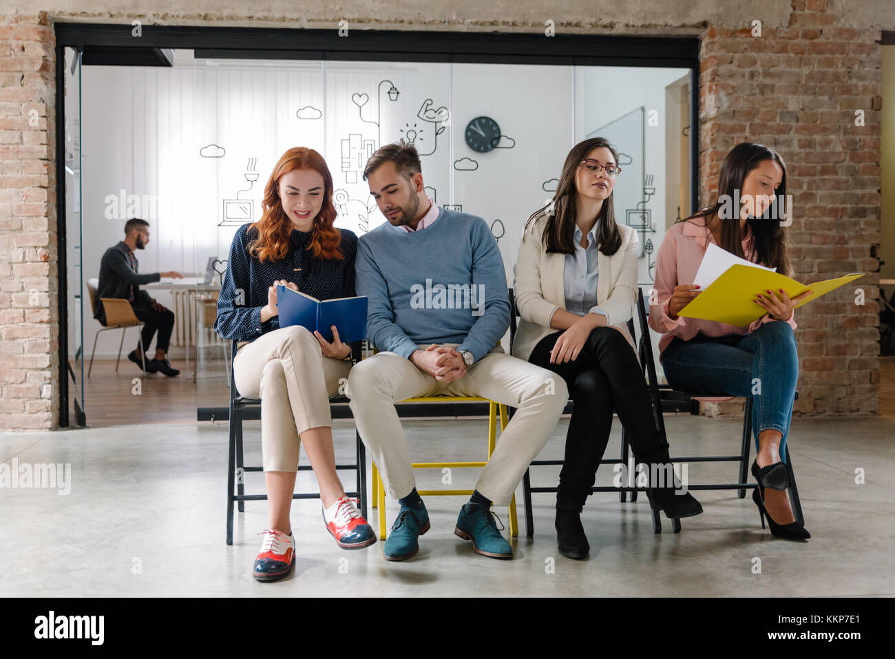 Woman cheating her way in on a job interview Stock Photo - Alamy