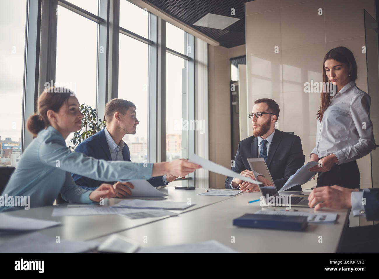 Corporate business team and manager in a meeting Stock Photo - Alamy
