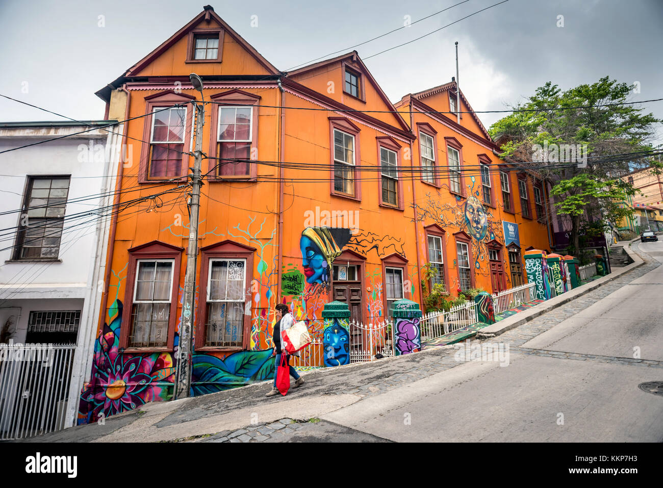 Street scene in Valparaiso, Chile Stock Photo - Alamy