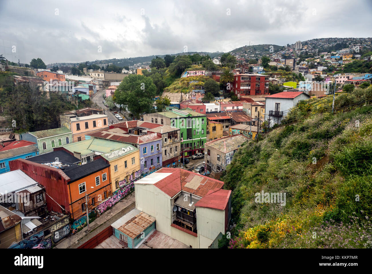 Street scene in Valparaiso, Chile Stock Photo - Alamy