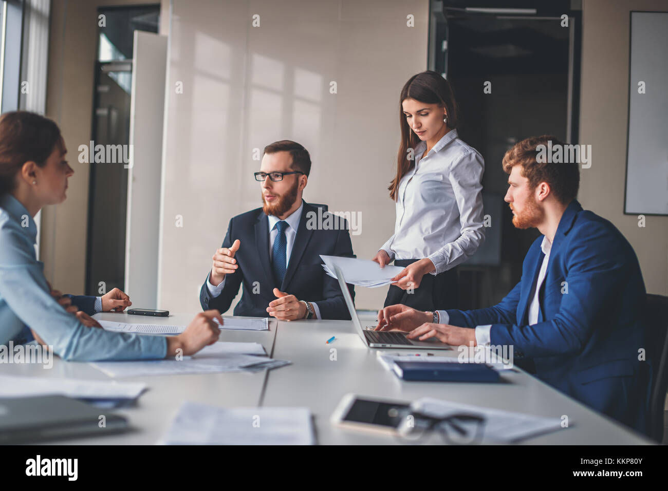 Corporate business team and manager in a meeting Stock Photo - Alamy