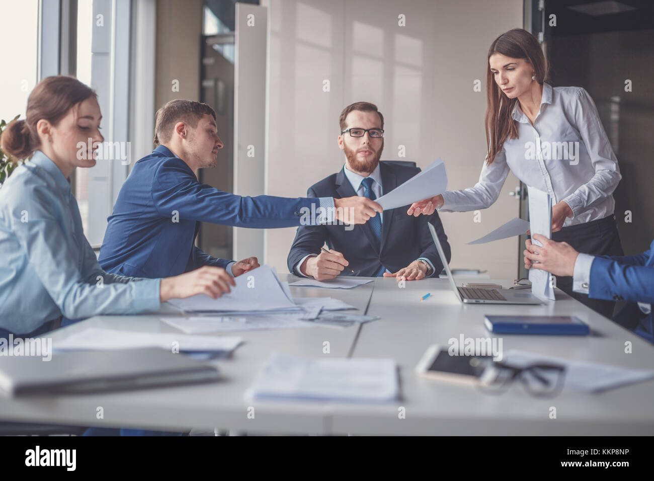 Corporate business team and manager in a meeting Stock Photo - Alamy
