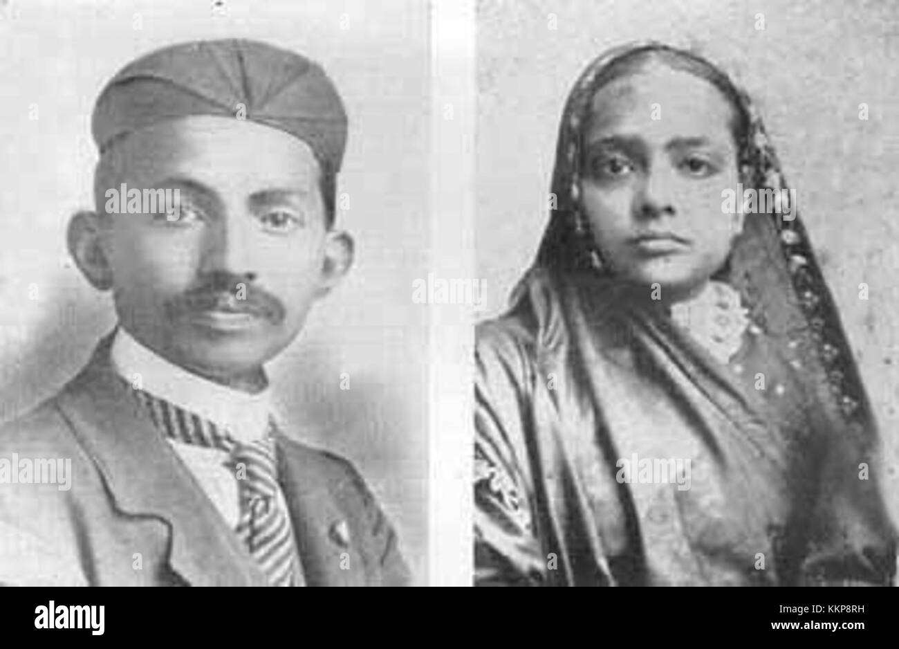 A historic photograph of Mahatma Gandhi and his wife, Kasturbhai, taken ...