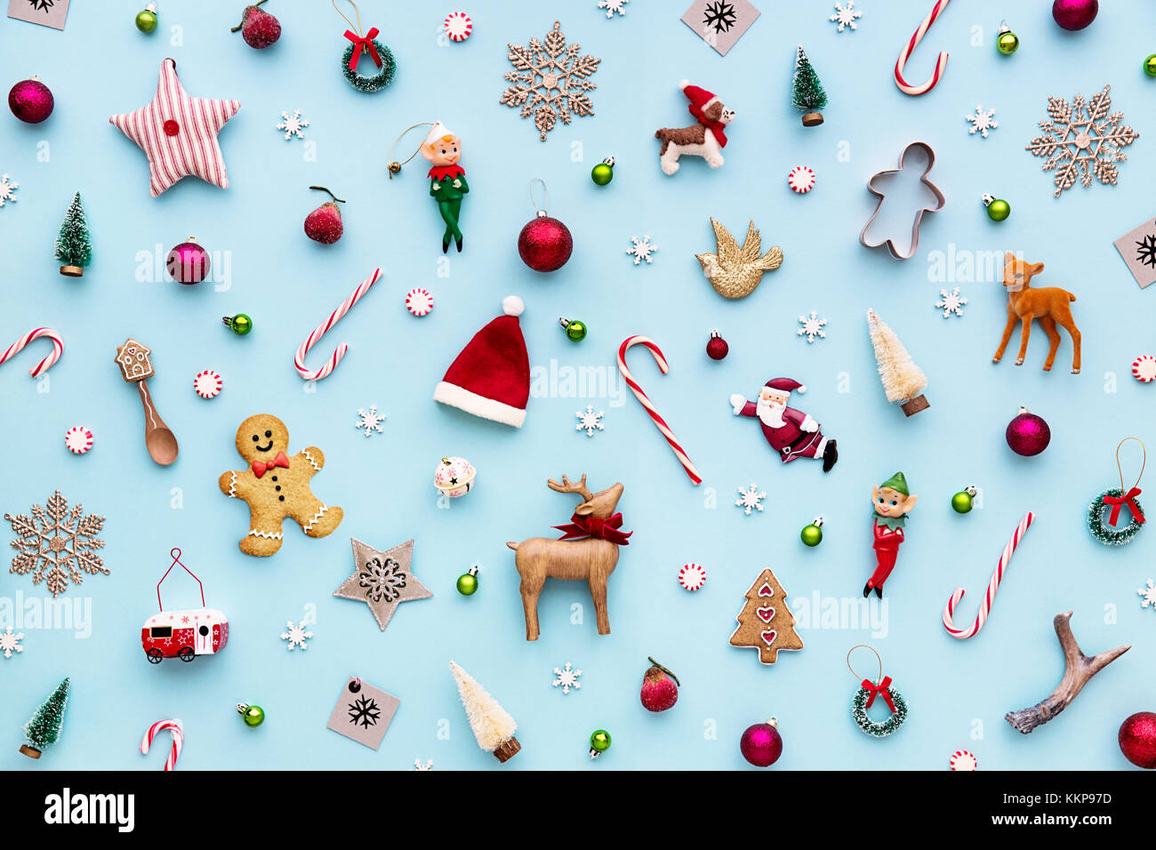 Collection of Christmas objects viewed from above Stock Photo - Alamy