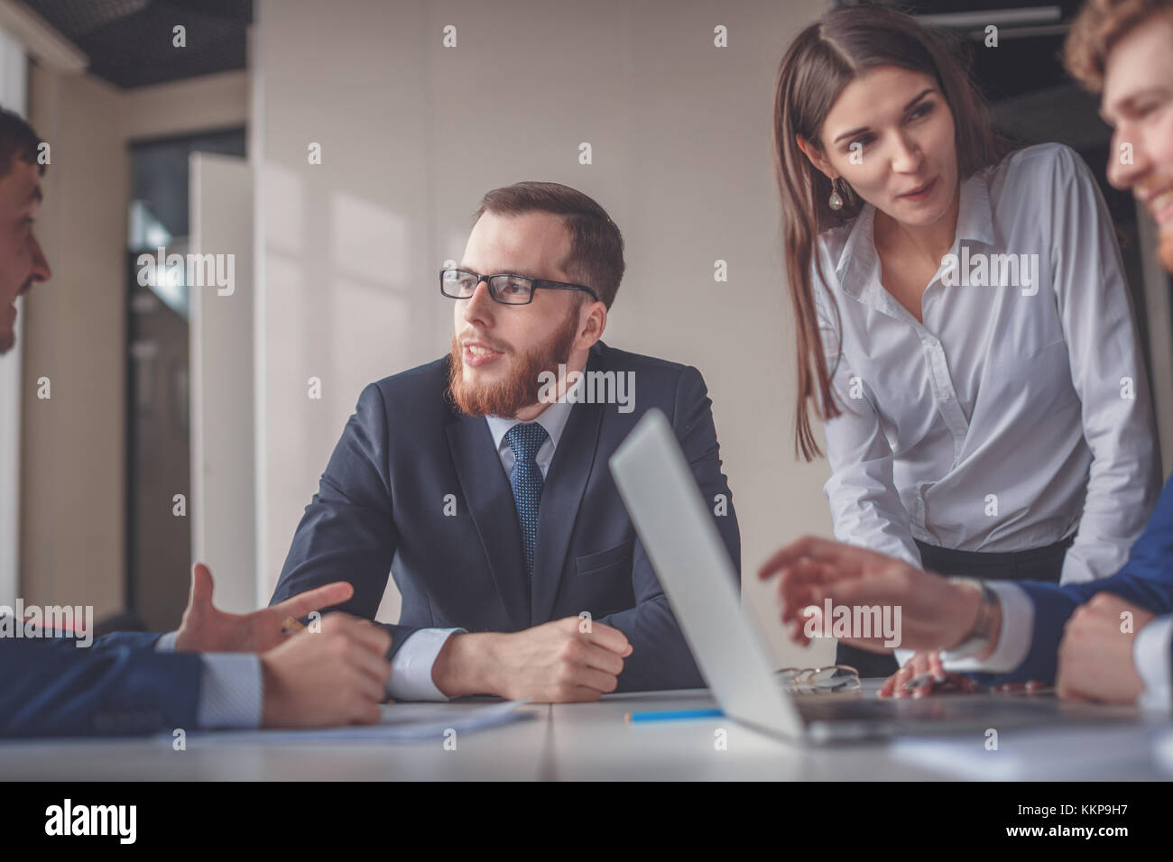 Corporate business team and manager in a meeting Stock Photo - Alamy