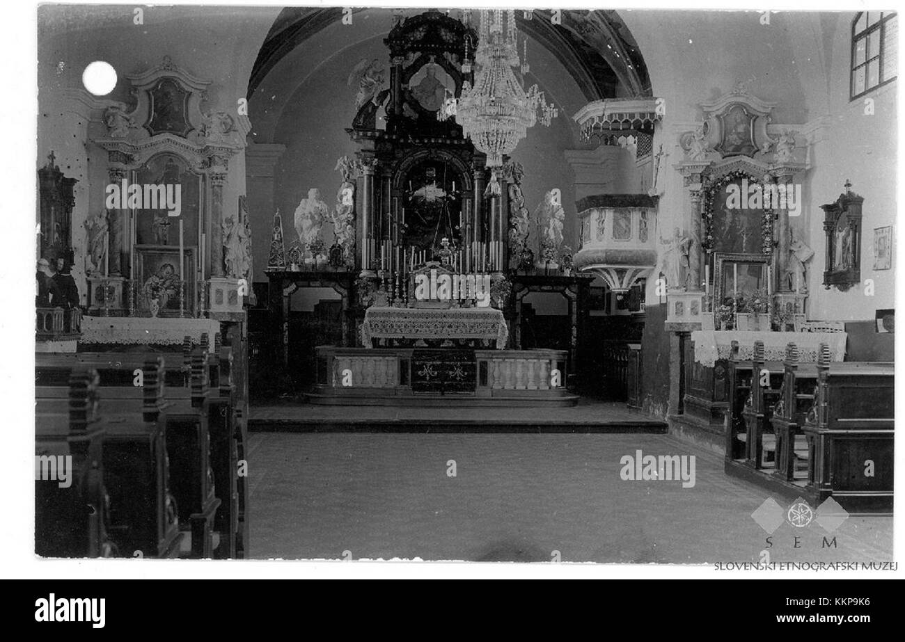 The postcard depicts Mokronog Church, located in the village of ...