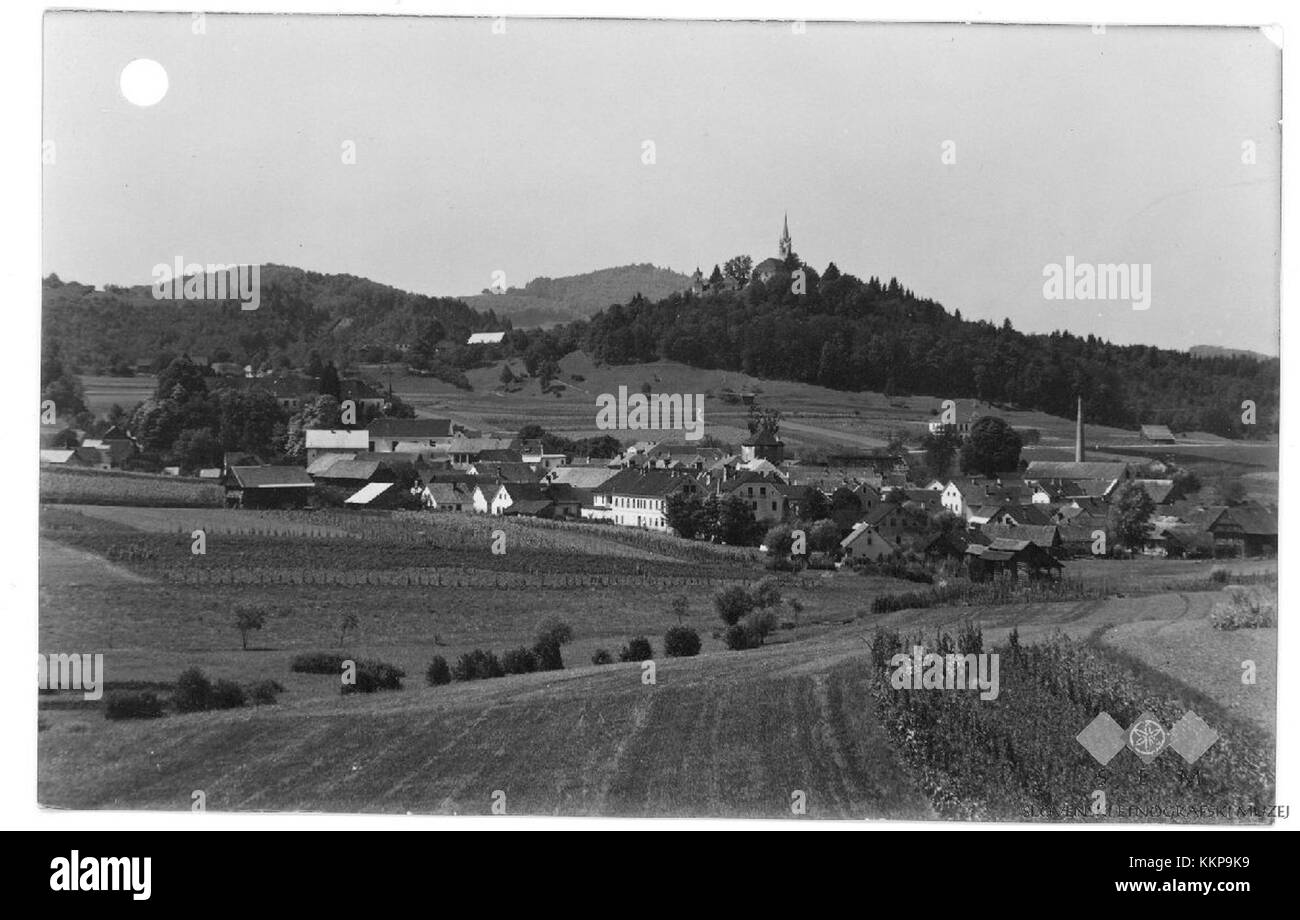 The postcard depicts Mokronog, a small town in Slovenia, showcasing its ...
