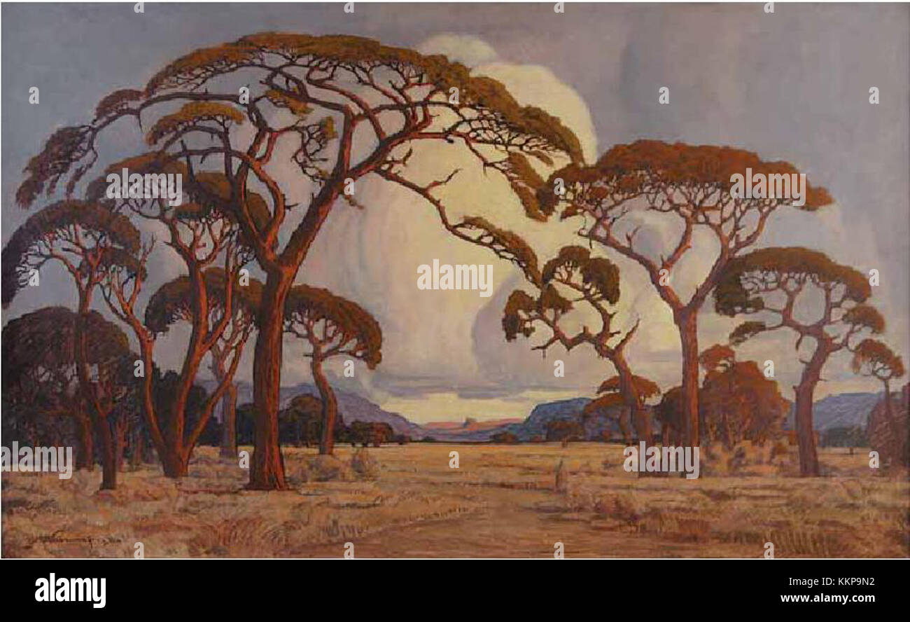 'A Summer Afternoon, Bushveld' by Pierneef, painted in 1928, is an ...