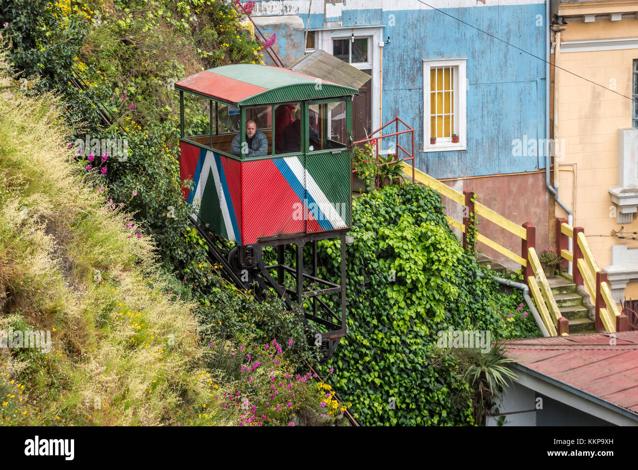 A funicular lift in Valparaiso, Chile Stock Photo - Alamy