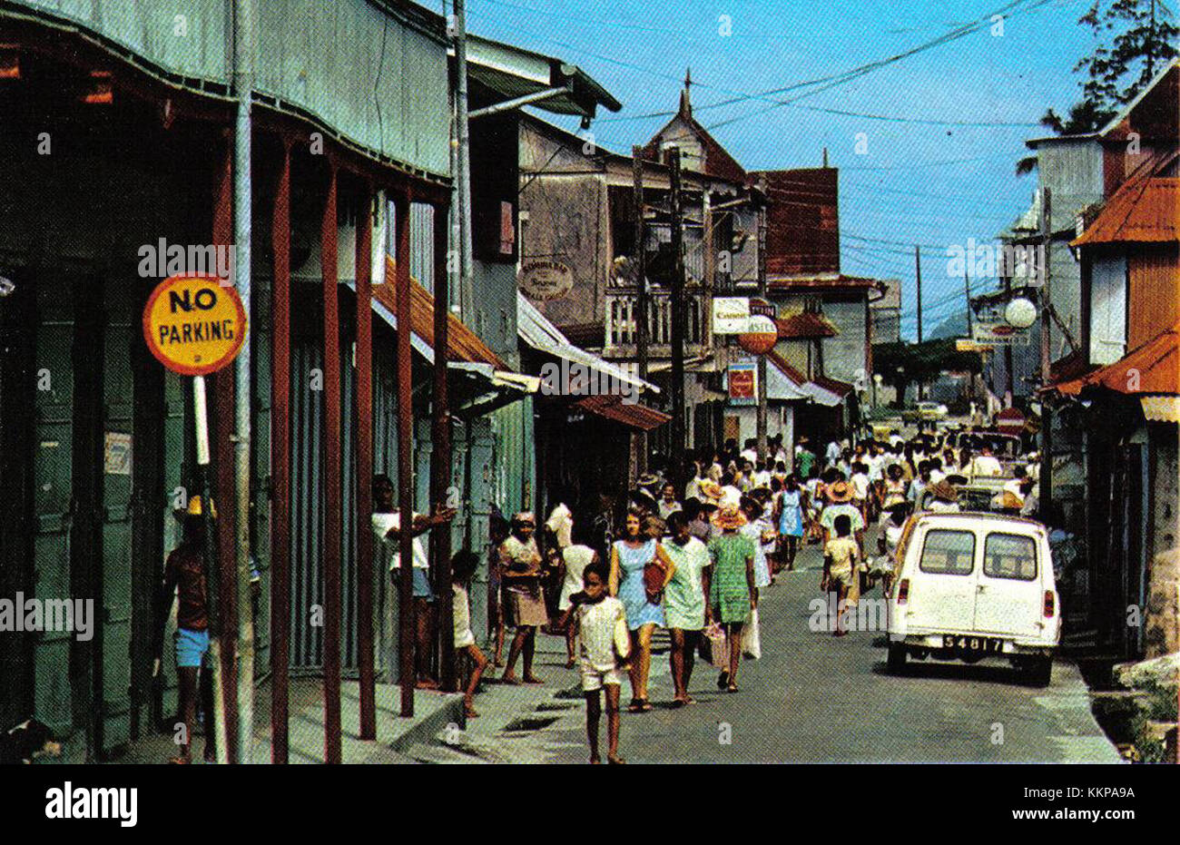 A view of Victoria, Seychelles, from the 1970s, showcasing the island's ...