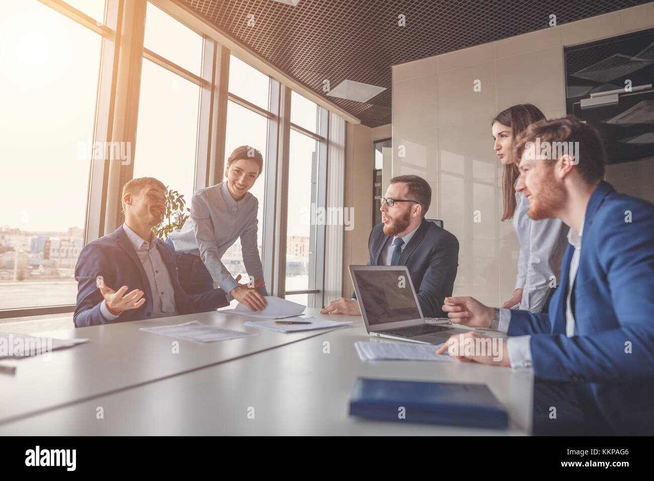 Corporate business team and manager in a meeting Stock Photo - Alamy