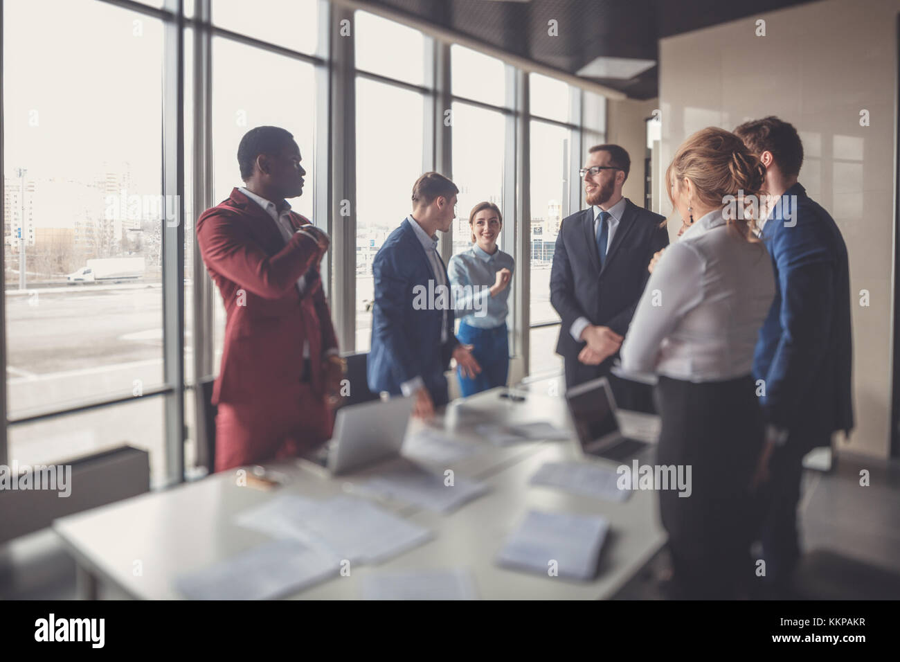 Corporate business team and manager in a meeting Stock Photo - Alamy
