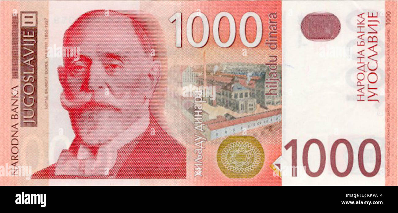 The 1000 Dinara banknote from 2001 is a currency note from the Central ...