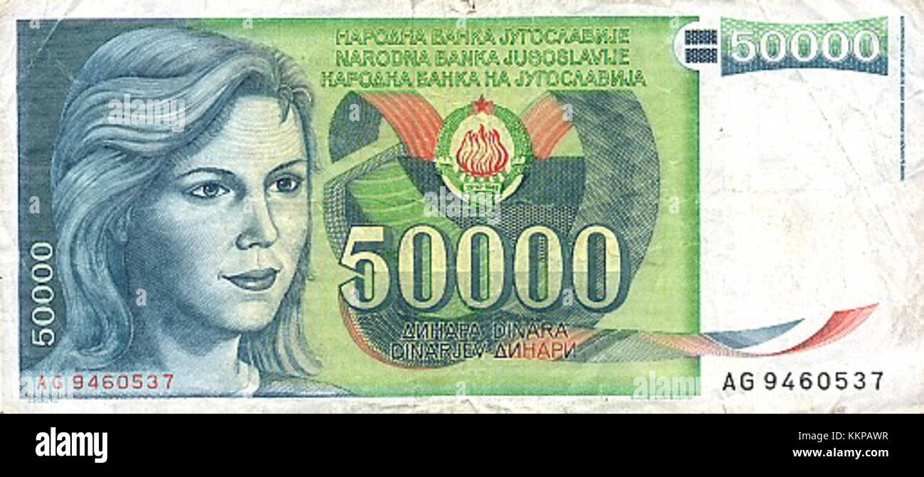 The 50000 Dinara is a high-value currency note from Yugoslavia issued ...
