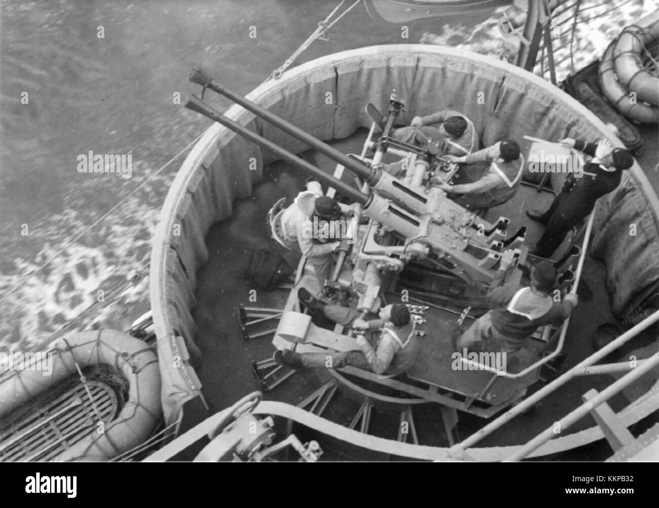 The 40mm gun on the HMS Tre Kronor, a Swedish cruiser, is an example of ...