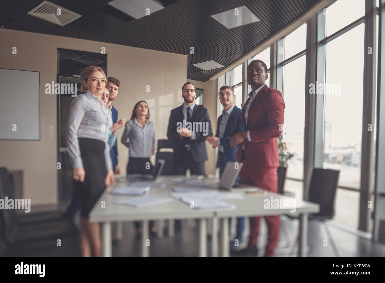 Corporate business team and manager in a meeting Stock Photo - Alamy