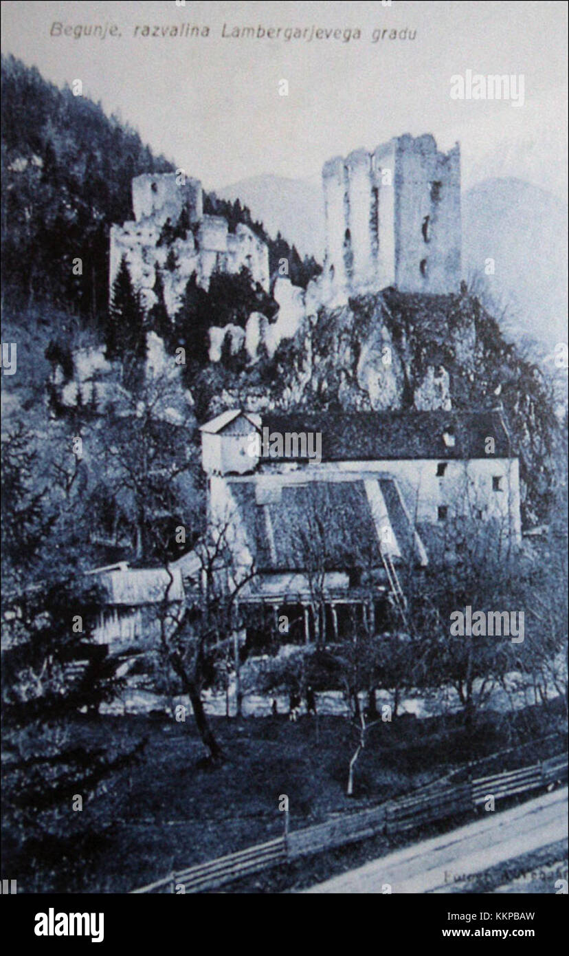 This image features a postcard of Kamen Castle, a historic structure ...