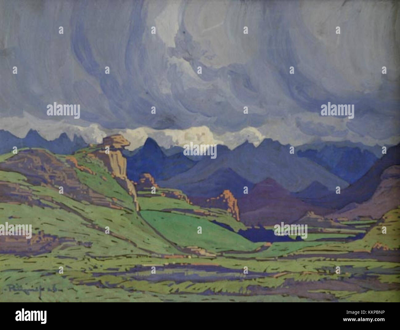 'Landscape with Clouds' by JH Pierneef is a 1926 painting showcasing ...