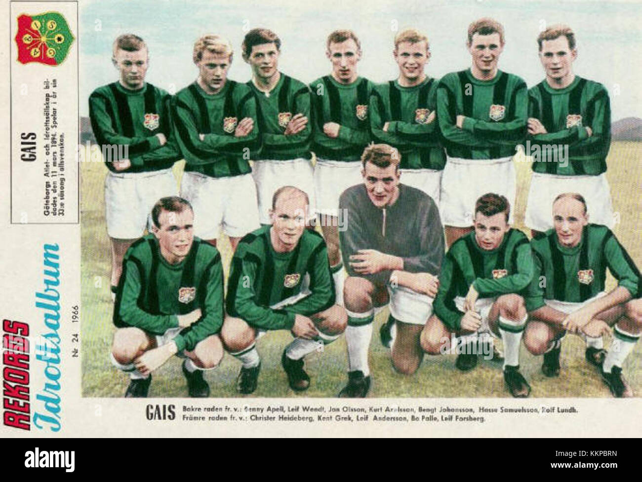 The 1966 GAIS team photo features the players of the Gothenburg-based ...