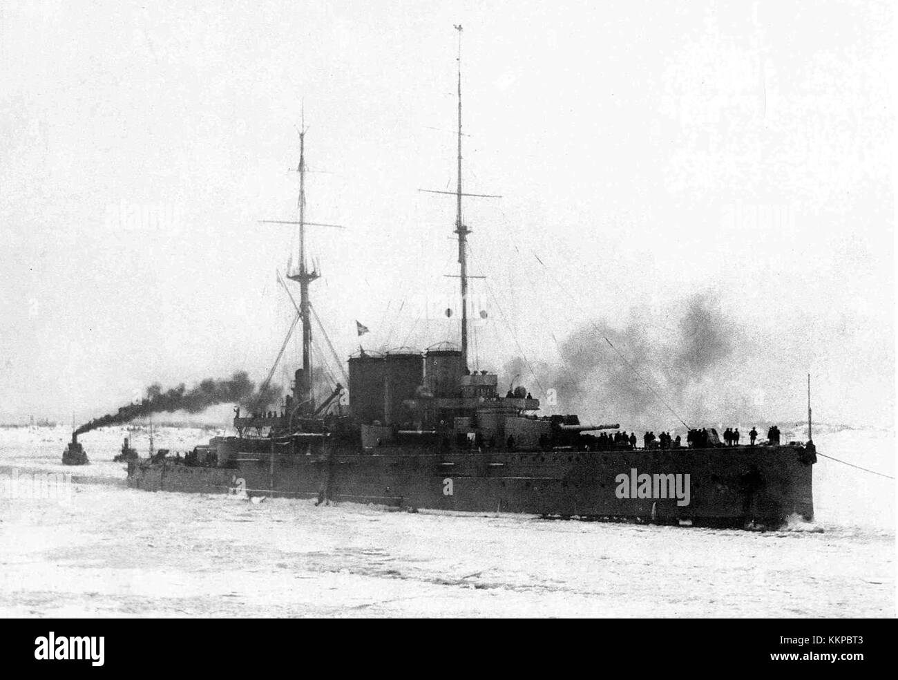 A historical image of the Ryurik, a Russian ship from 1915. The ...