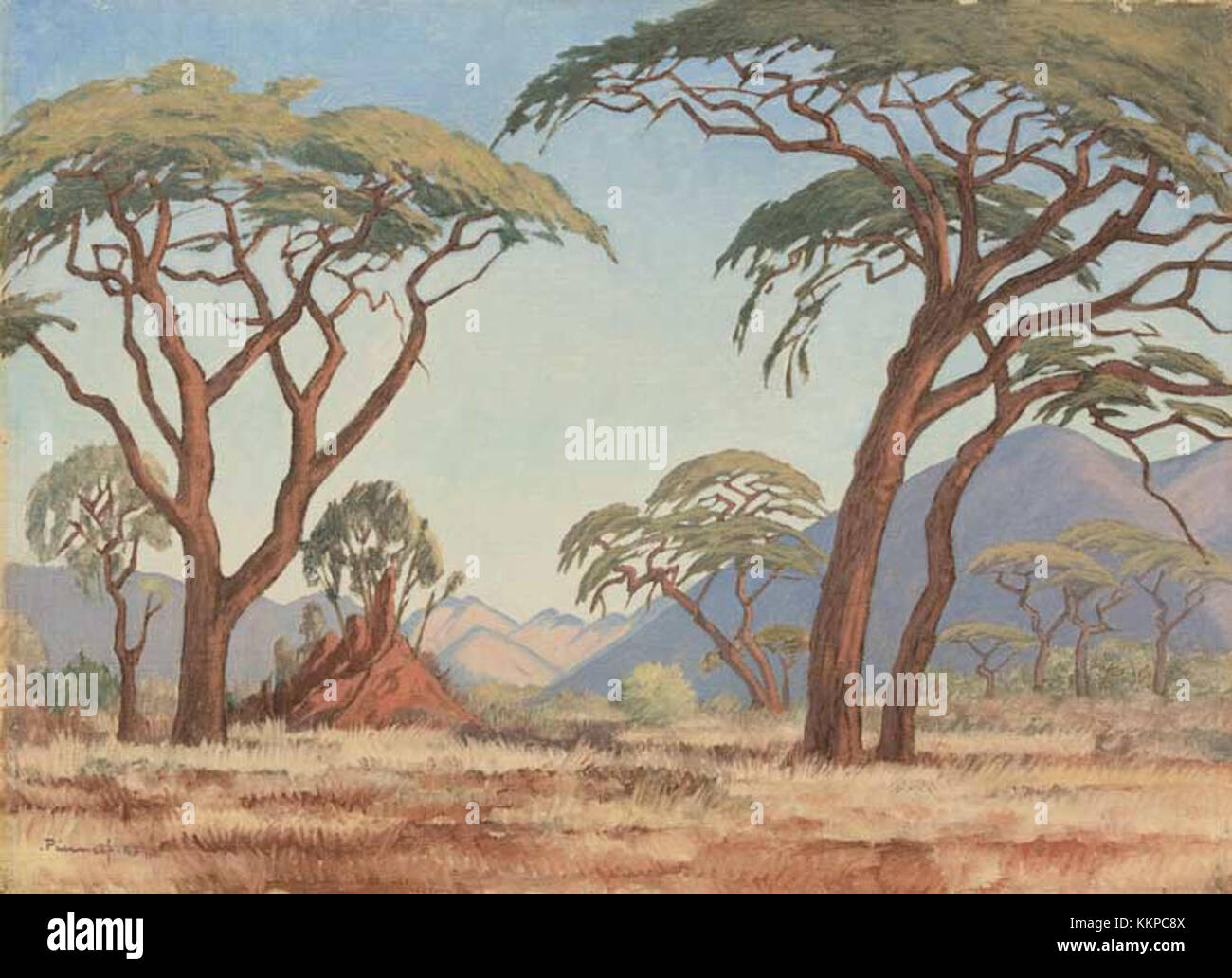 Pierneef 1943 Bushveld Autumn Landscape Stock Photo - Alamy