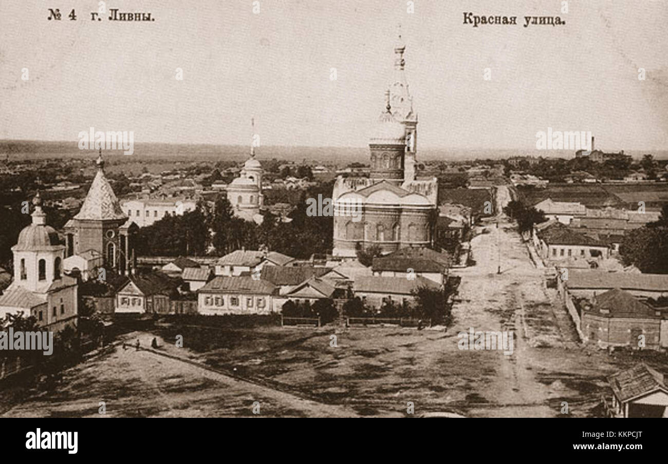 A historical photograph of Old Livny, a town in Russia, capturing the ...